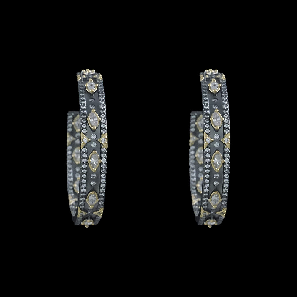 Gold-Black Hoop with Stones - The Terry Janis Collection