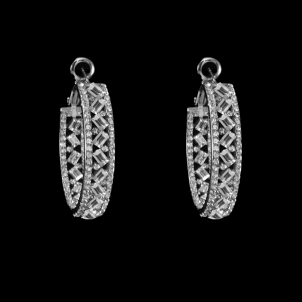 Silver Hoop with Stones - The Terry Janis Collection