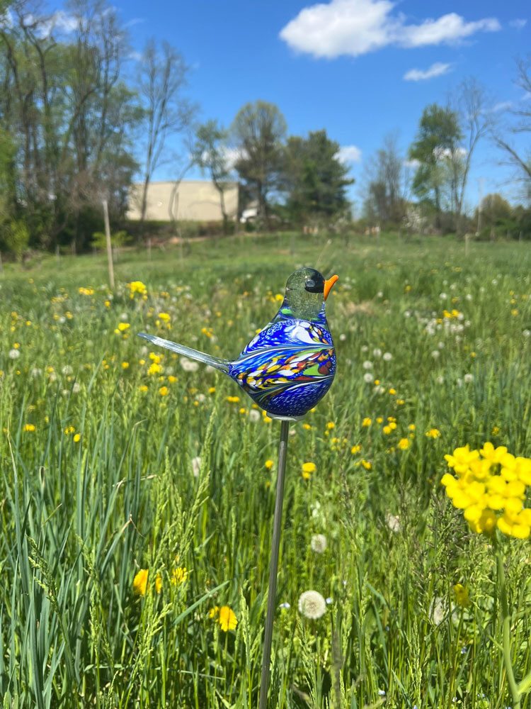 Chickadee Garden Sculpture - Blue Multi - The Terry Janis Collection