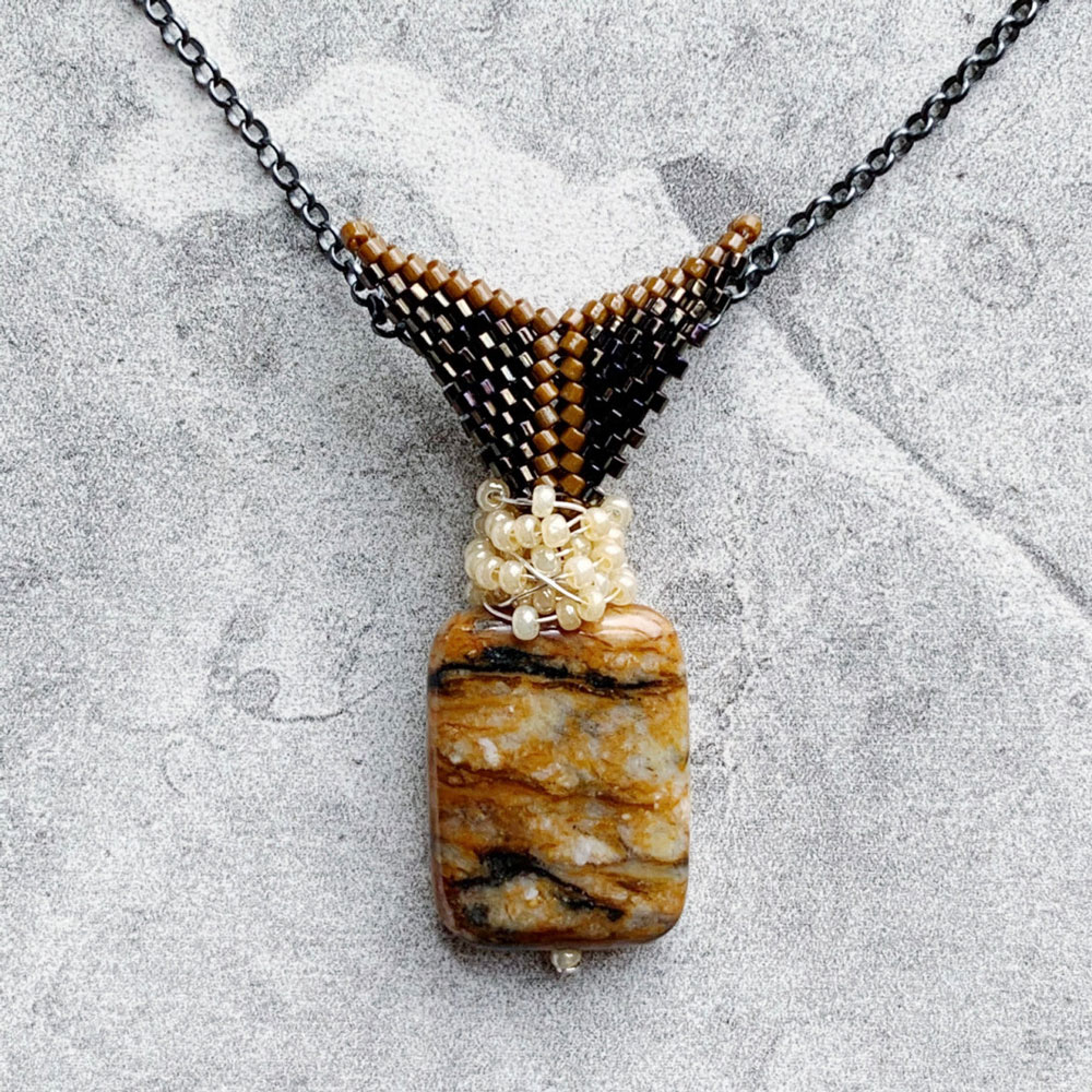 Blissful Pendant Necklace 16” - Yellow Zebra Jasper - The Terry Janis ...