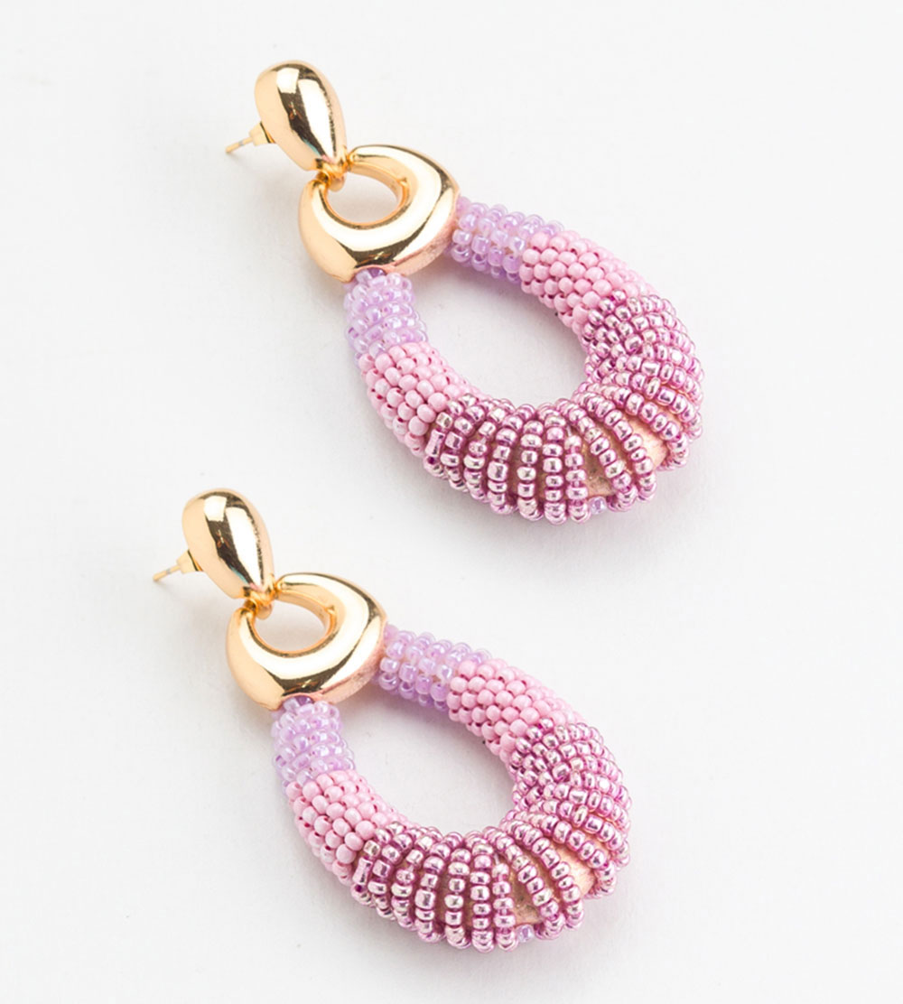 Mauve Ombre Seed Bead Teardrop Earrings - The Terry Janis Collection
